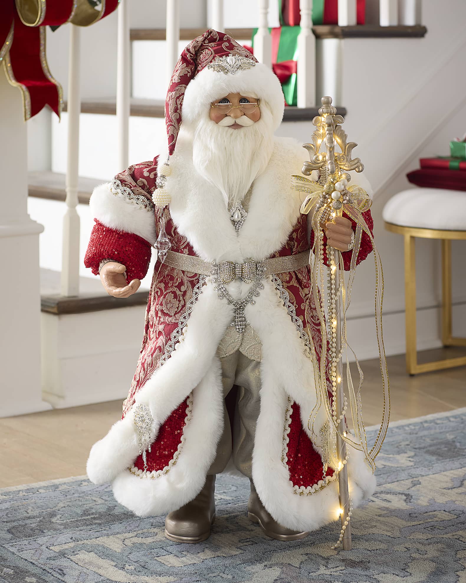 Karen Didion Originals Lighted Red Couture Santa, 31" | Horchow