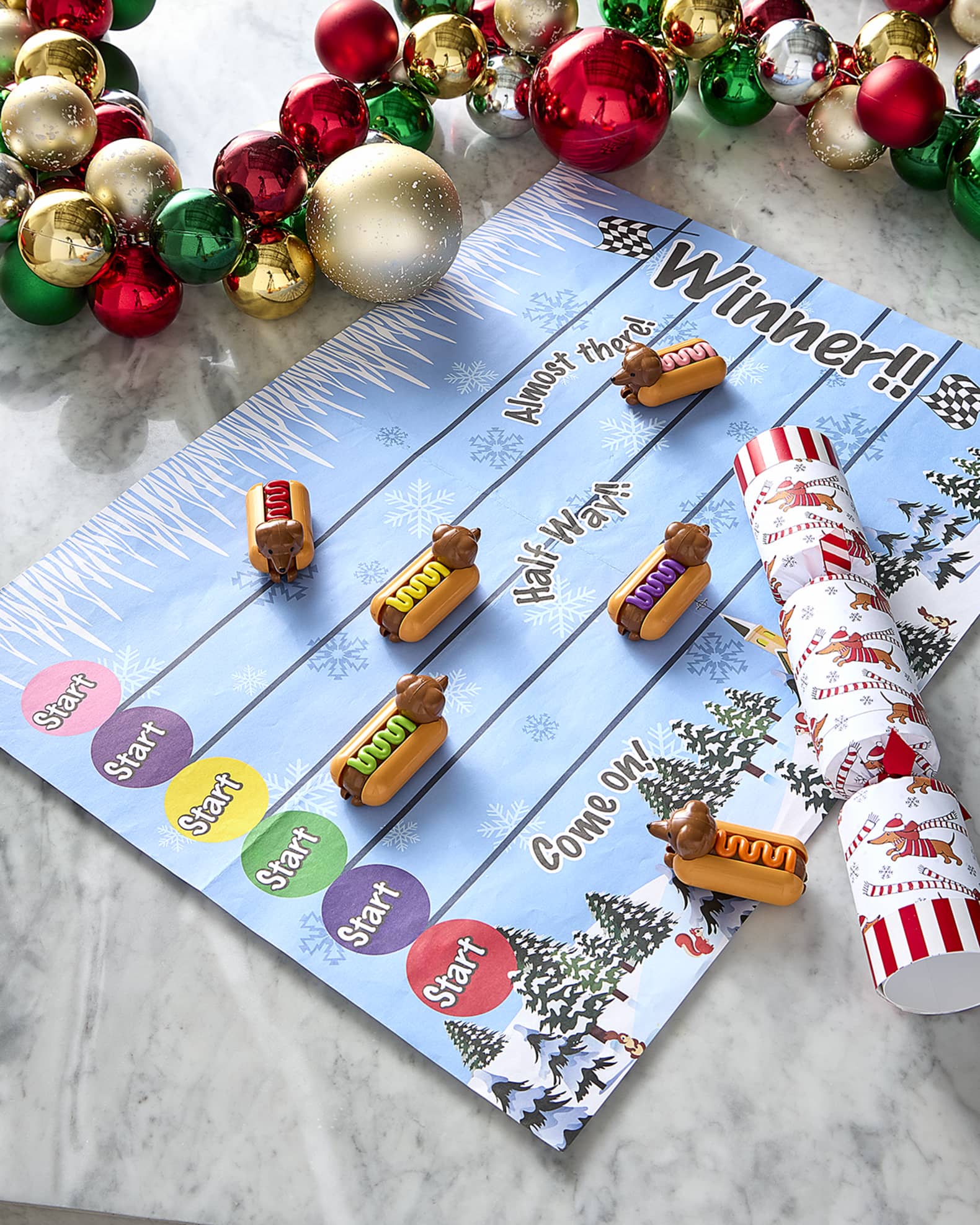 Robin Reed Racing Sausage Dog Christmas Crackers, Set of 6 | Horchow