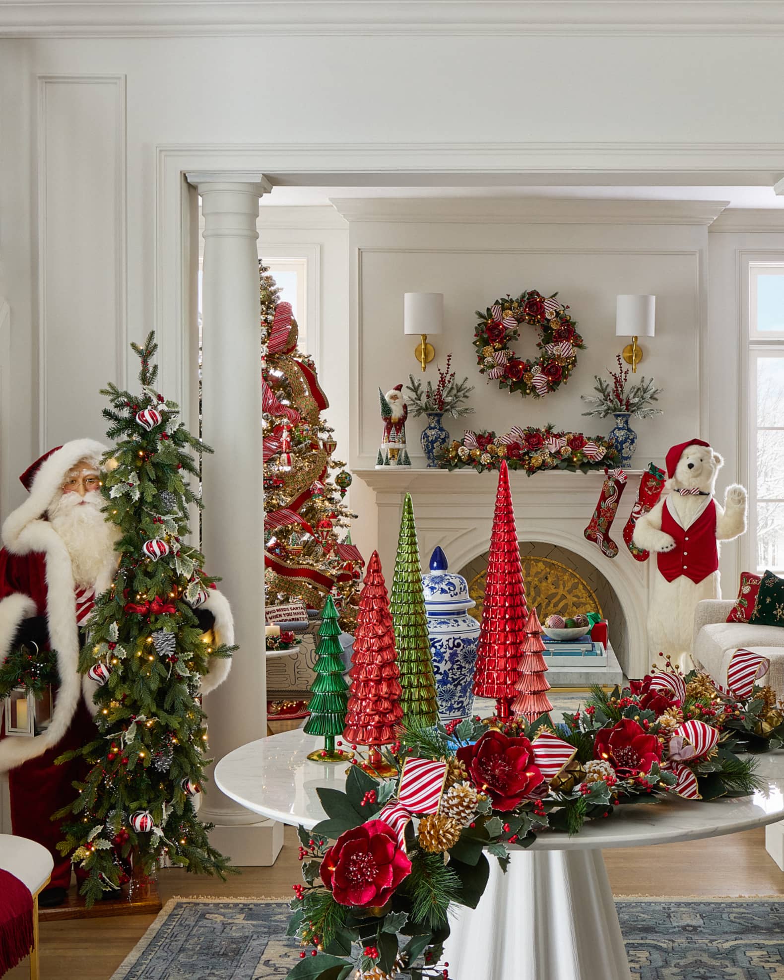 Ditz Designs Peppermint Cheer Life-Size Santa, 57" | Horchow