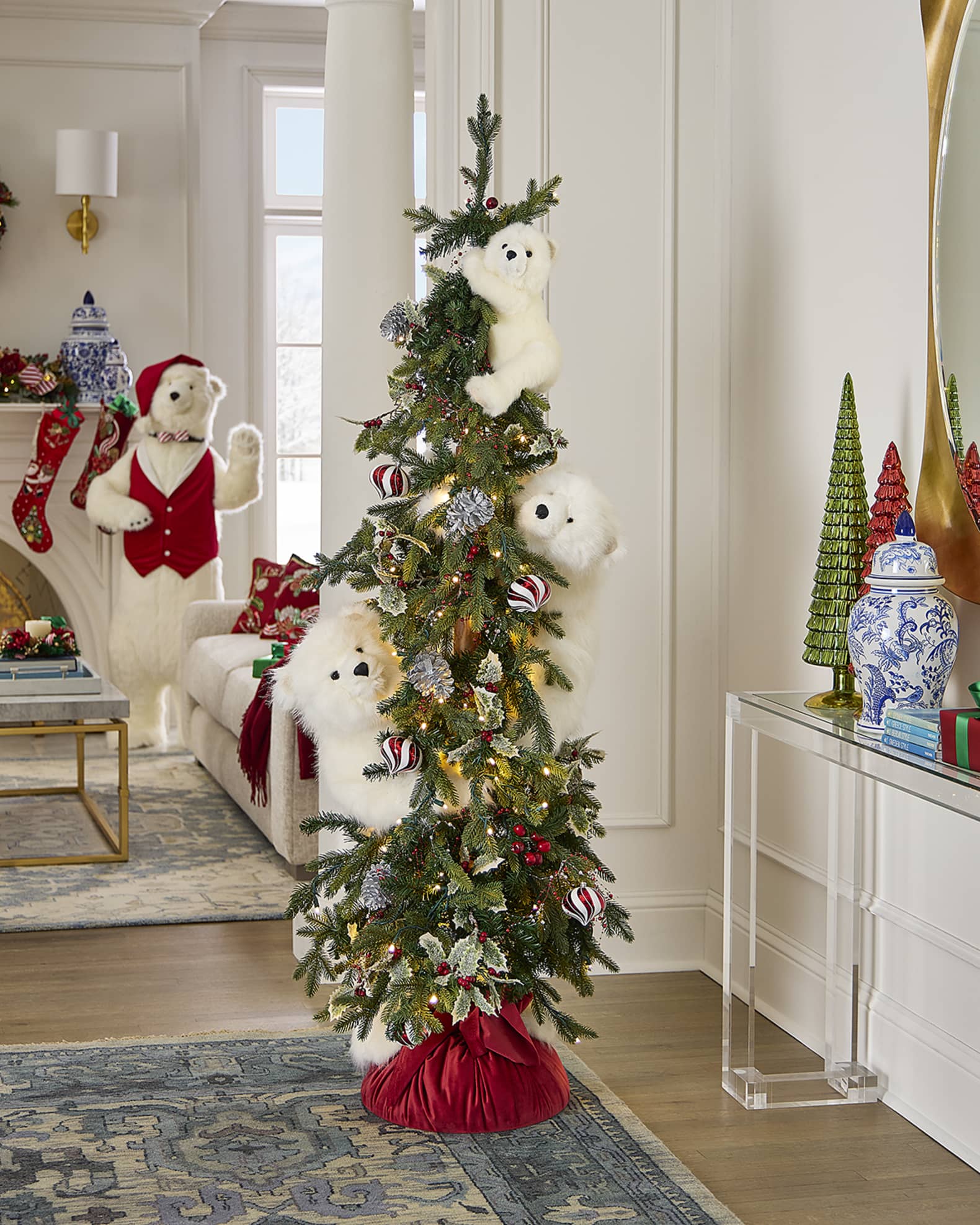 Ditz Designs Peppermint Cheer White Trio Tree, 72" | Horchow