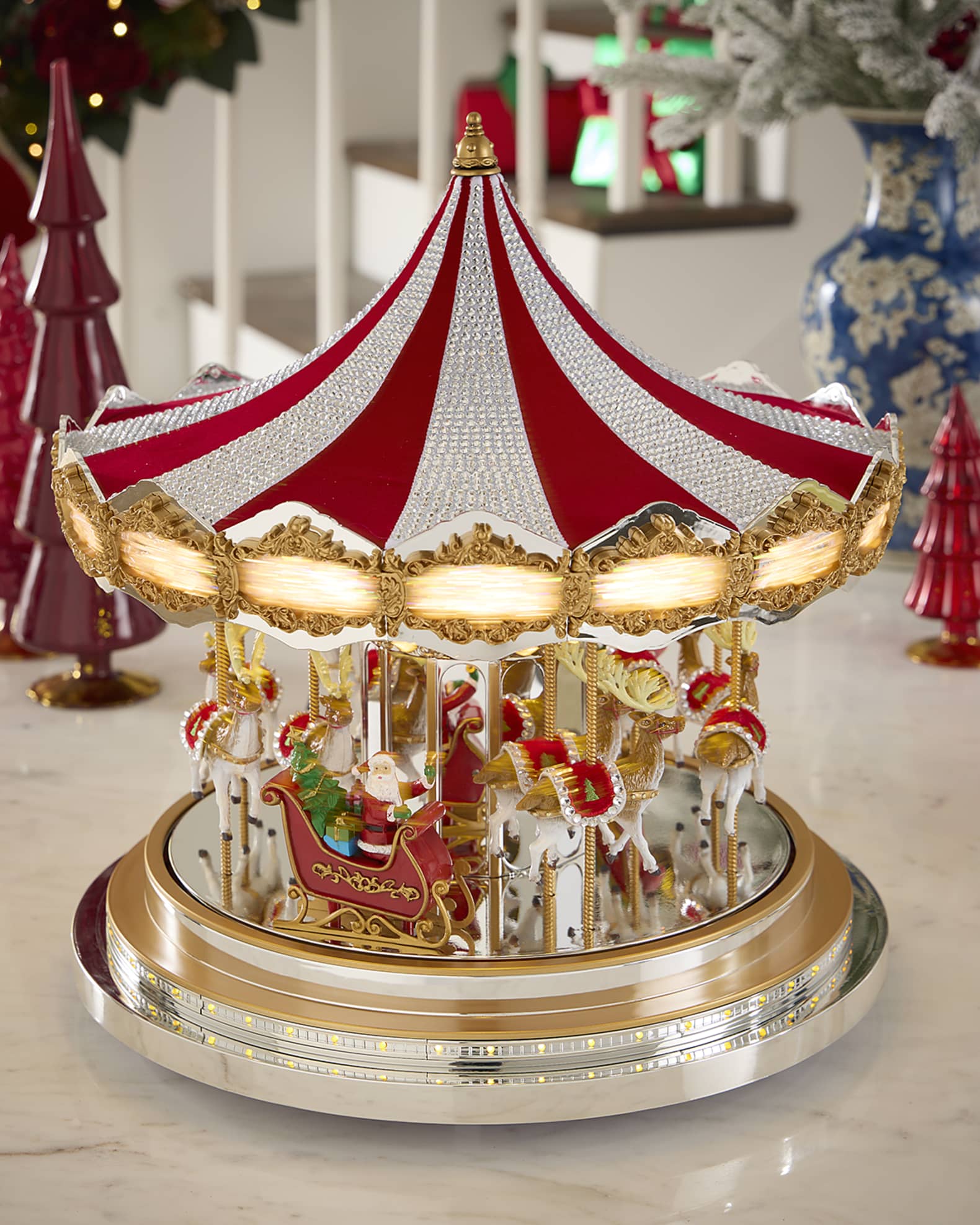 Mr Christmas Swarovski Carousel with Silver Metallic Base Christmas ...
