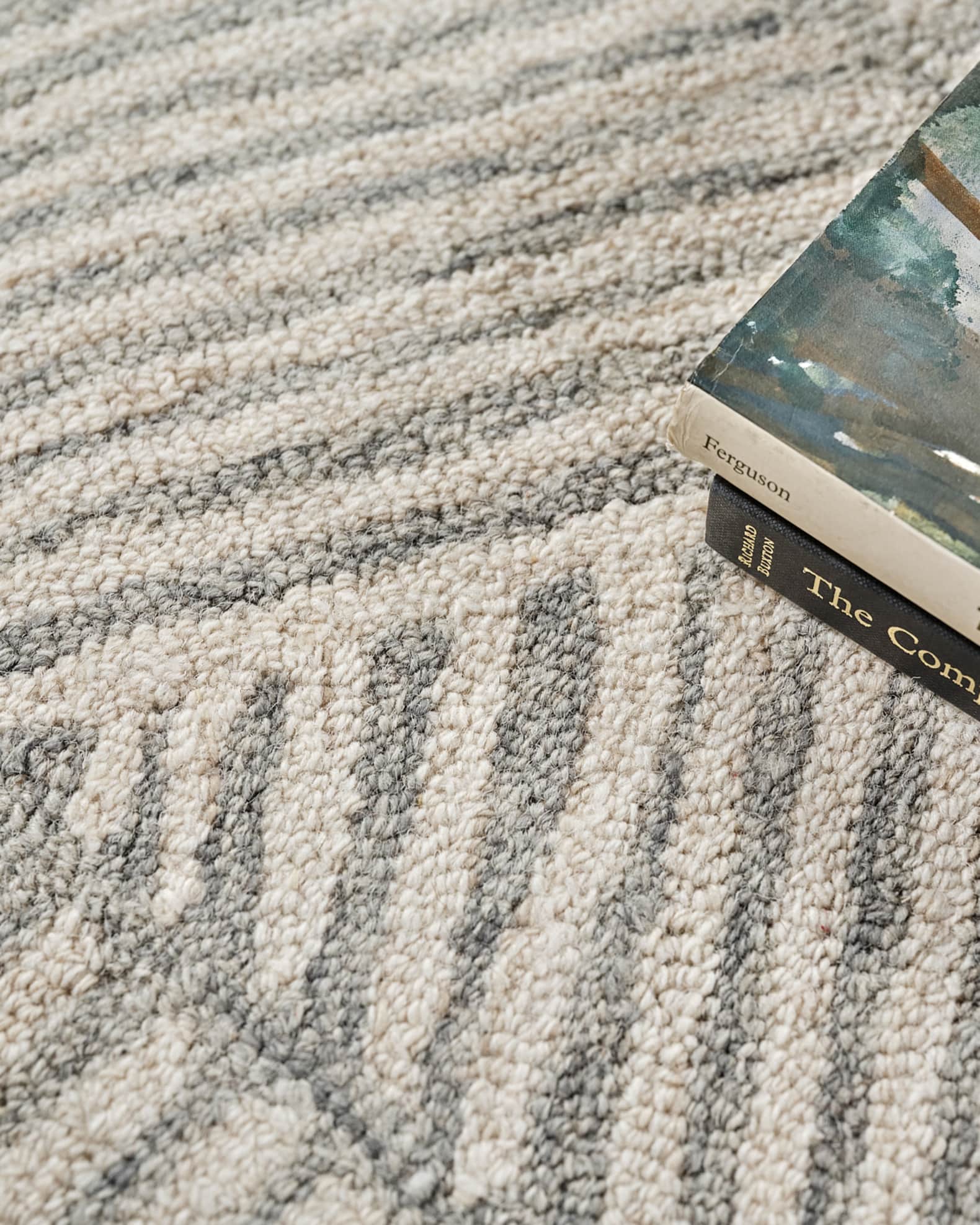 Exquisite Rugs Kascata Hand-Tufted Silver/Ivory Rug, 5' x 8' | Horchow