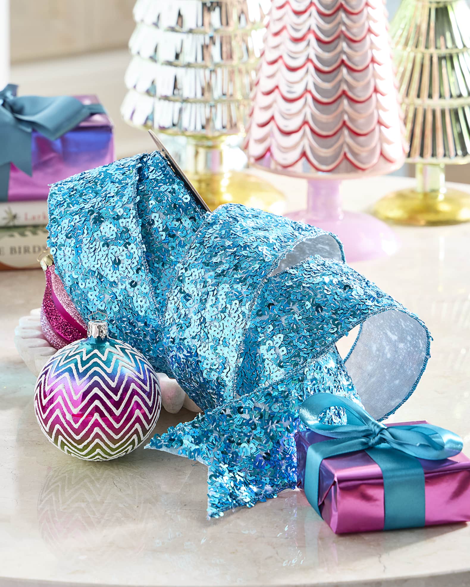 D. Stevens Party Sequined Ribbon, 2.5" x 5 Yards | Horchow