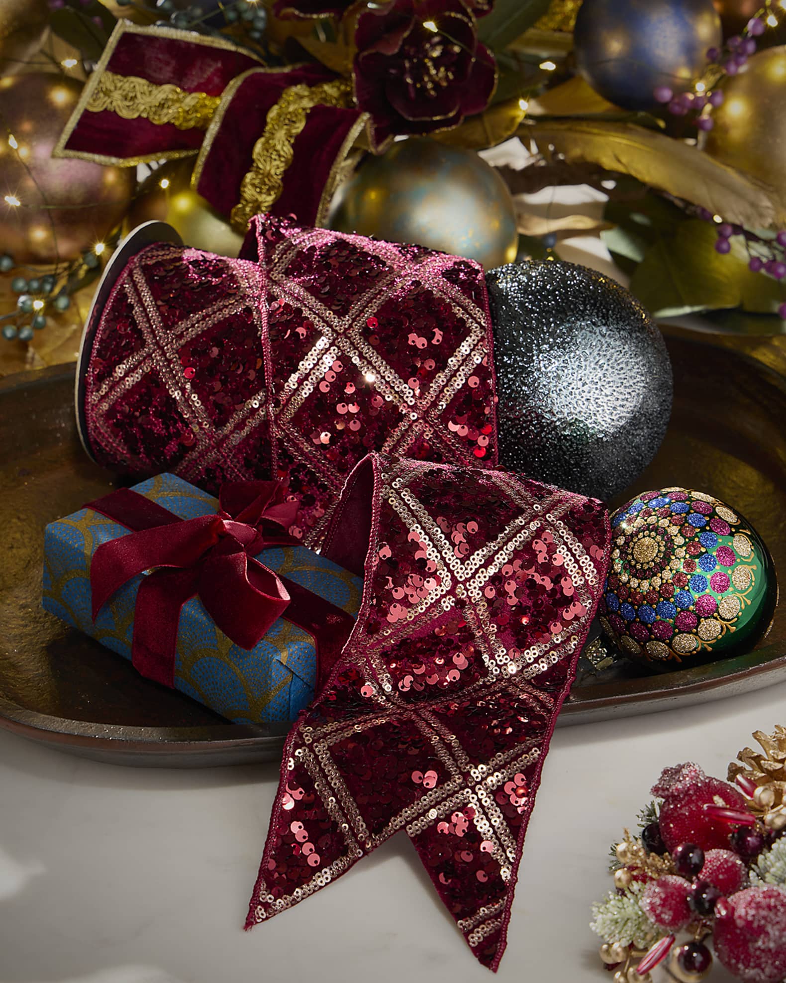 D. Stevens Harlequin Sequin Ribbon, 4" x 5 Yards | Horchow