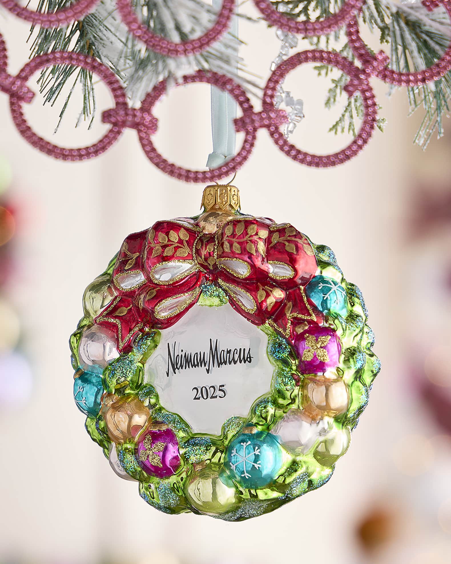 Neiman Marcus Wreath with Baubles Christmas Ornament | Horchow