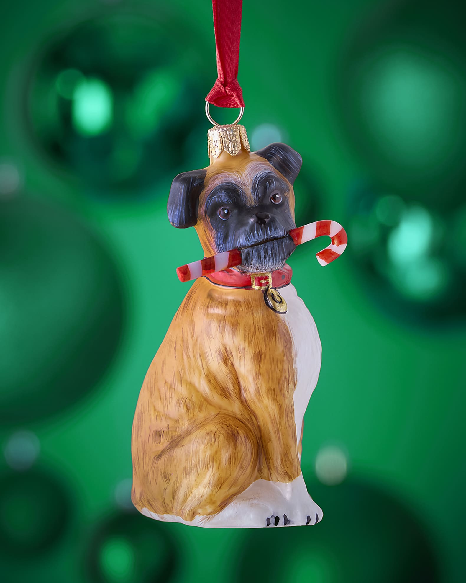 Joy To The World Collectibles Boxer with Candy Cane Christmas Ornament ...