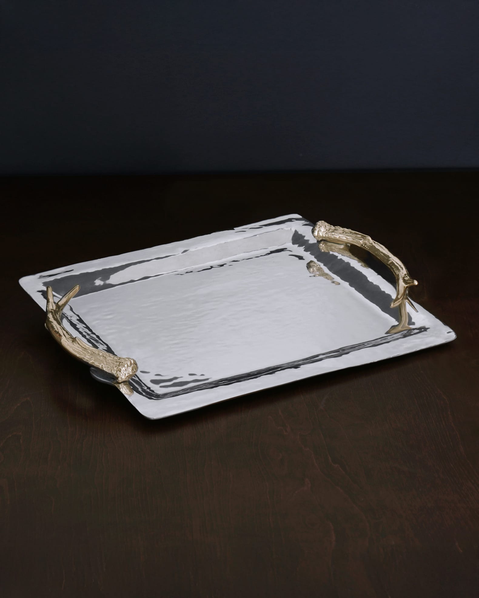 Beatriz Ball WESTERN Antler Emerson Large Tray with Gold Handles | Horchow