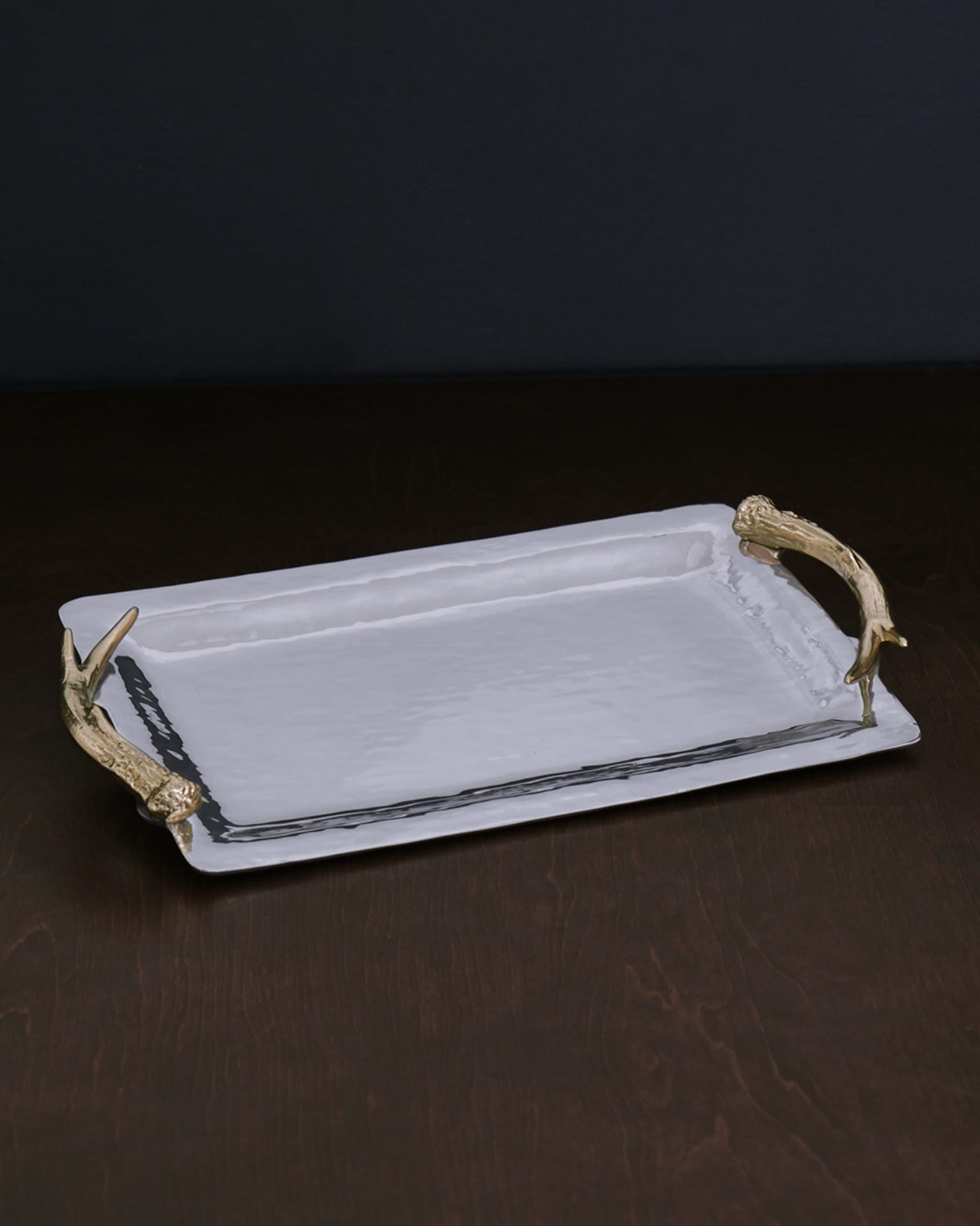 Beatriz Ball WESTERN Antler Emerson Long Rectangular Tray with Gold ...