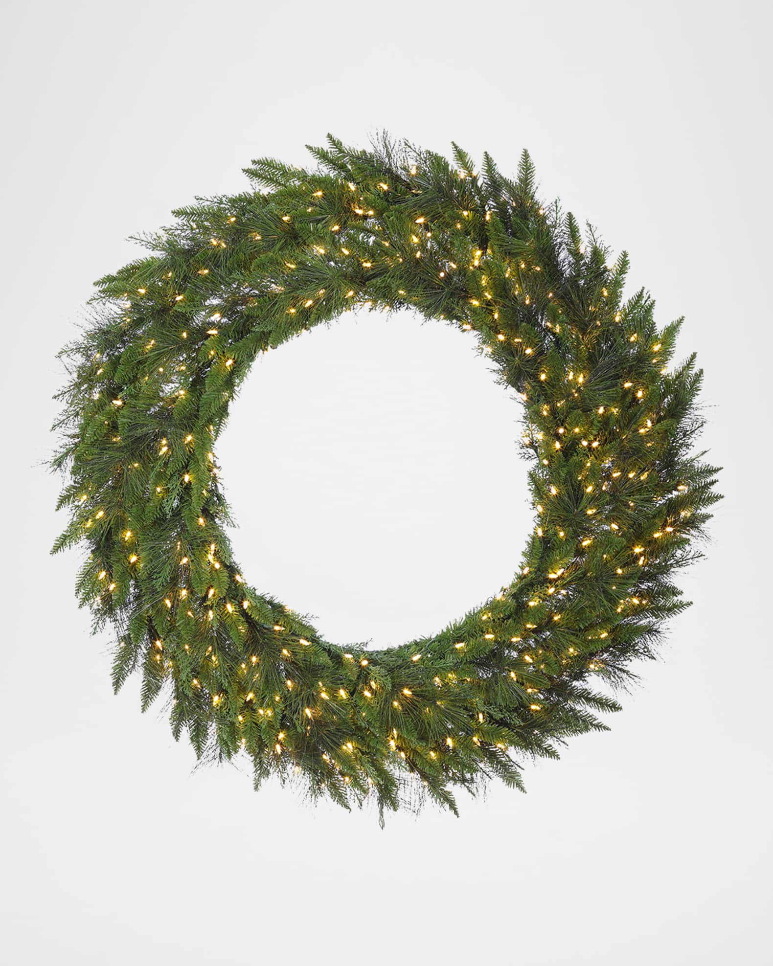 Winward Home Deluxe Mixed Pine Pre-Lit Wreath, 48" Round | Horchow