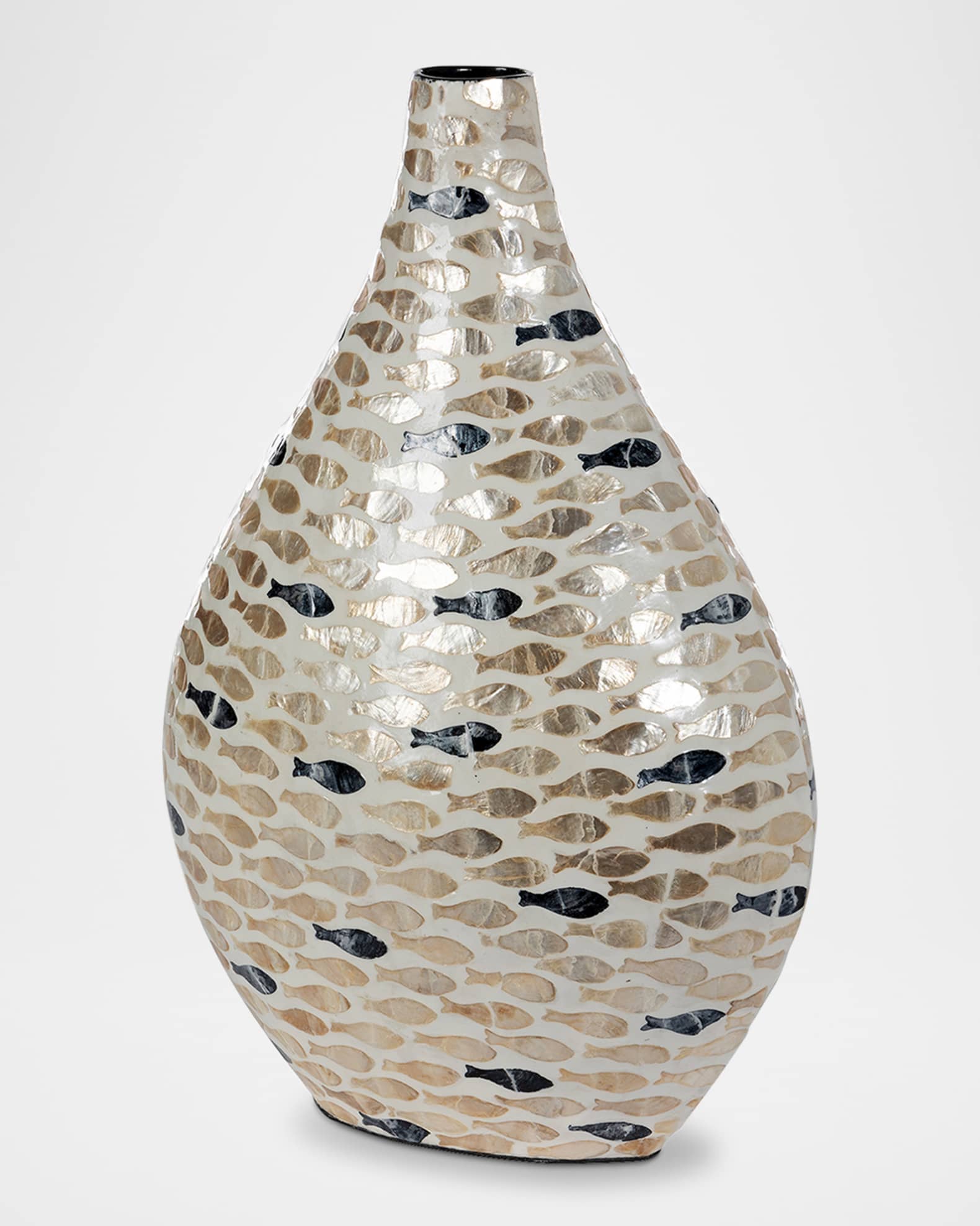 Park Hill Collection Capraia Coast Capiz Fish Mosaic Vessel, 17" | Horchow