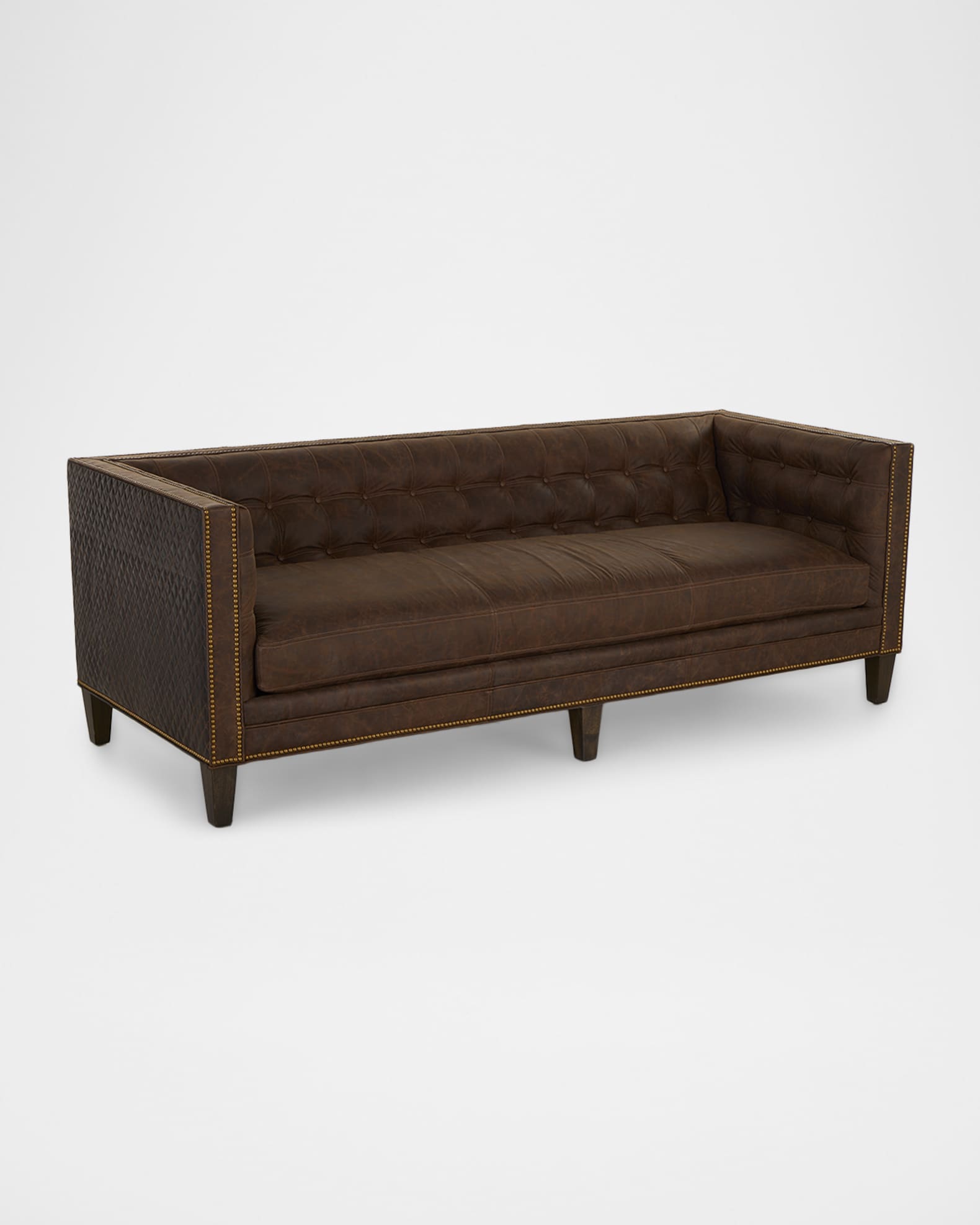Massoud Prescott Leather Tuxedo Sofa, 90" | Horchow