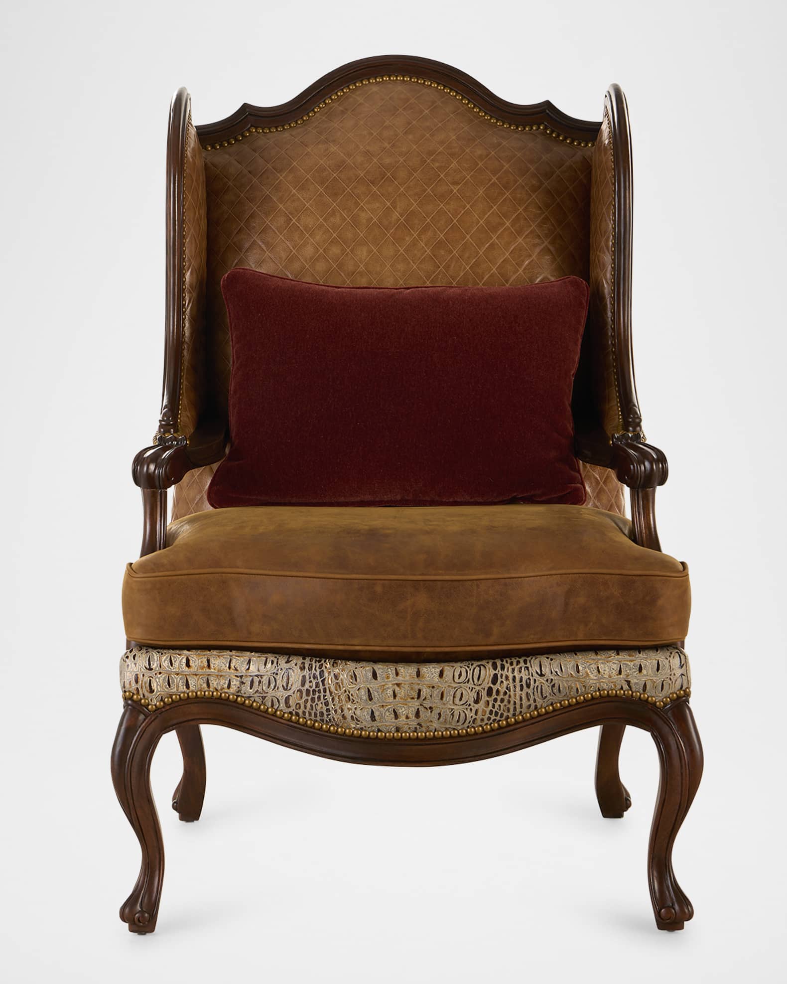 Massoud Joseph Embossed Leather Wing Chair | Horchow