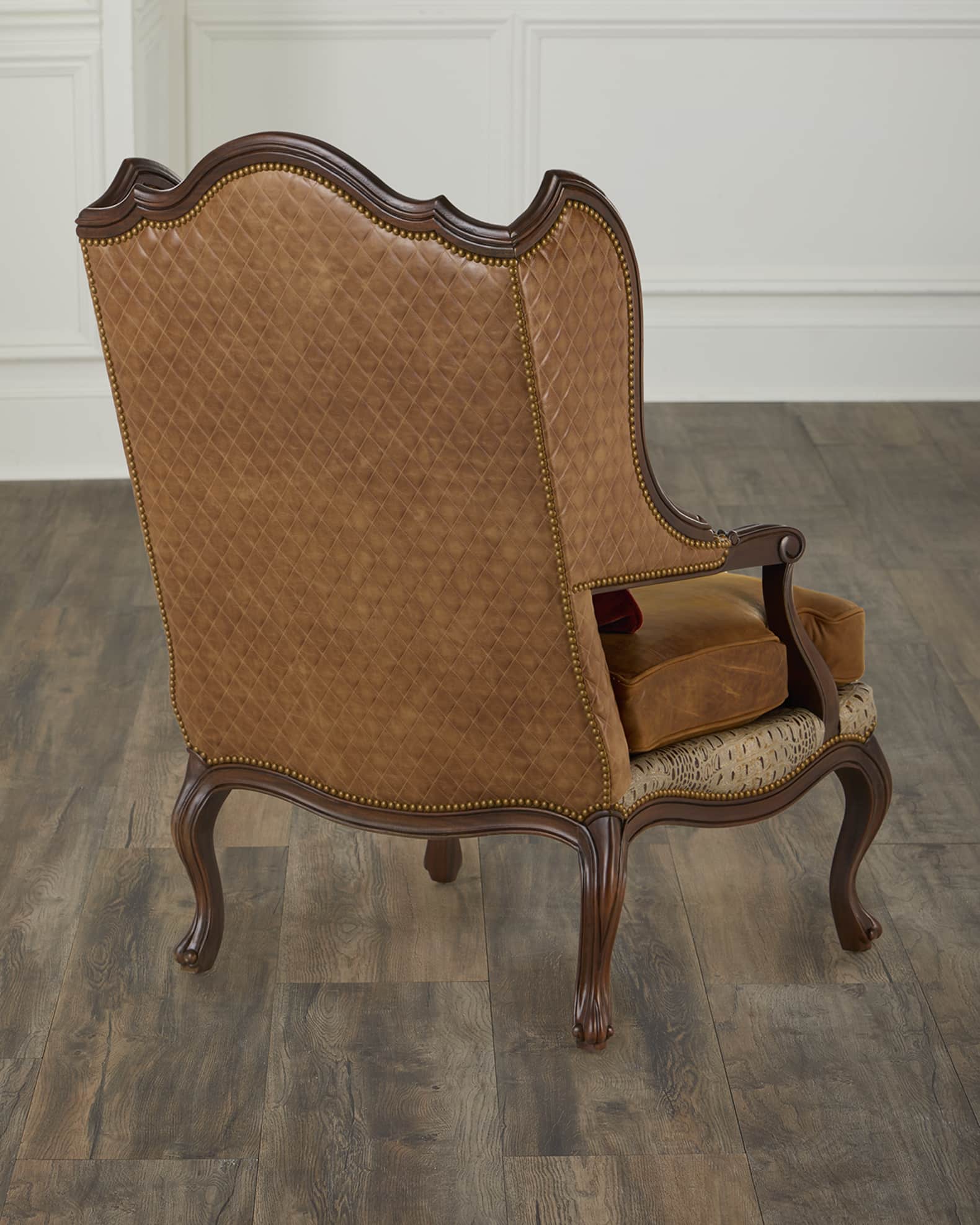 Massoud Joseph Embossed Leather Wing Chair | Horchow