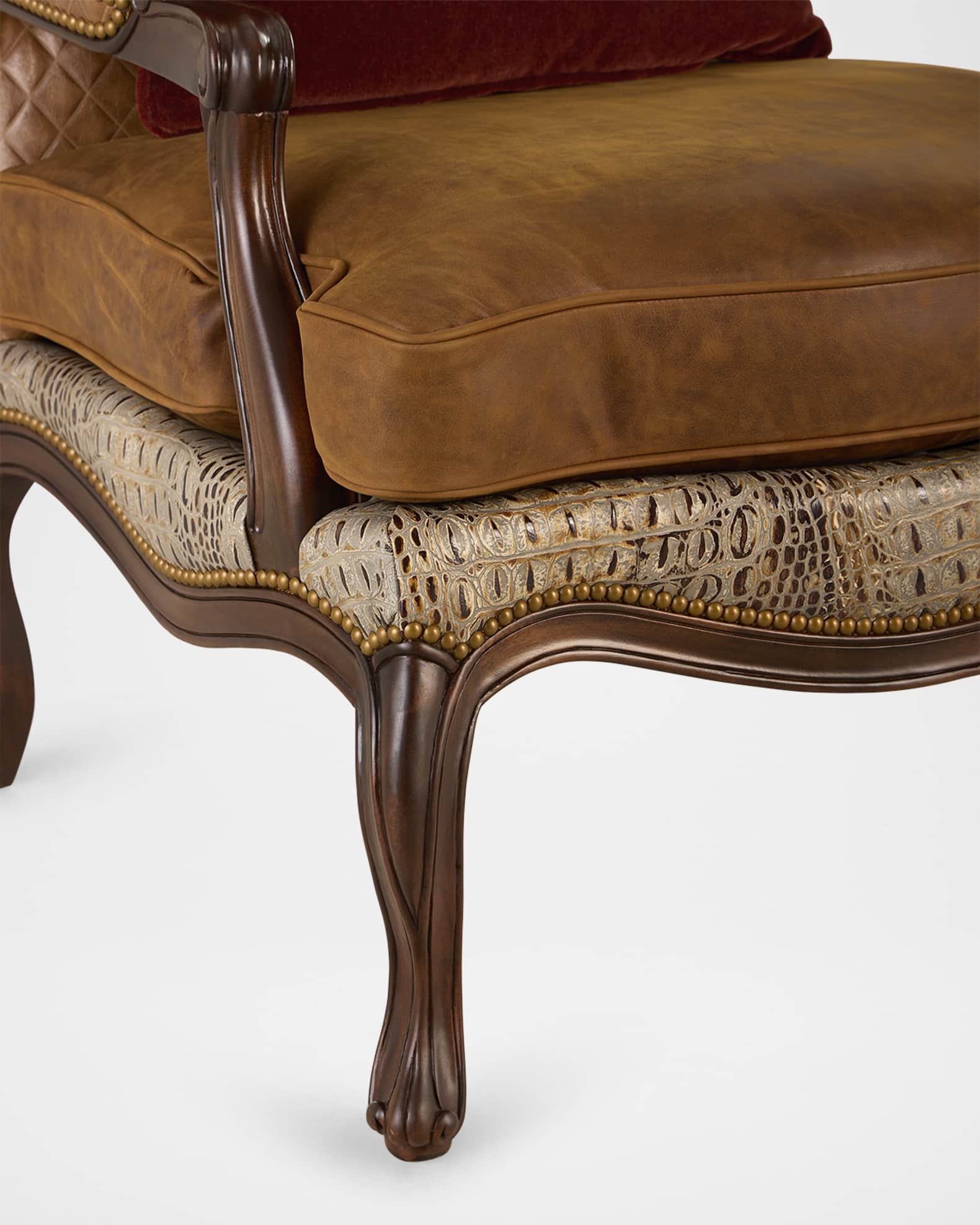 Massoud Joseph Embossed Leather Wing Chair | Horchow