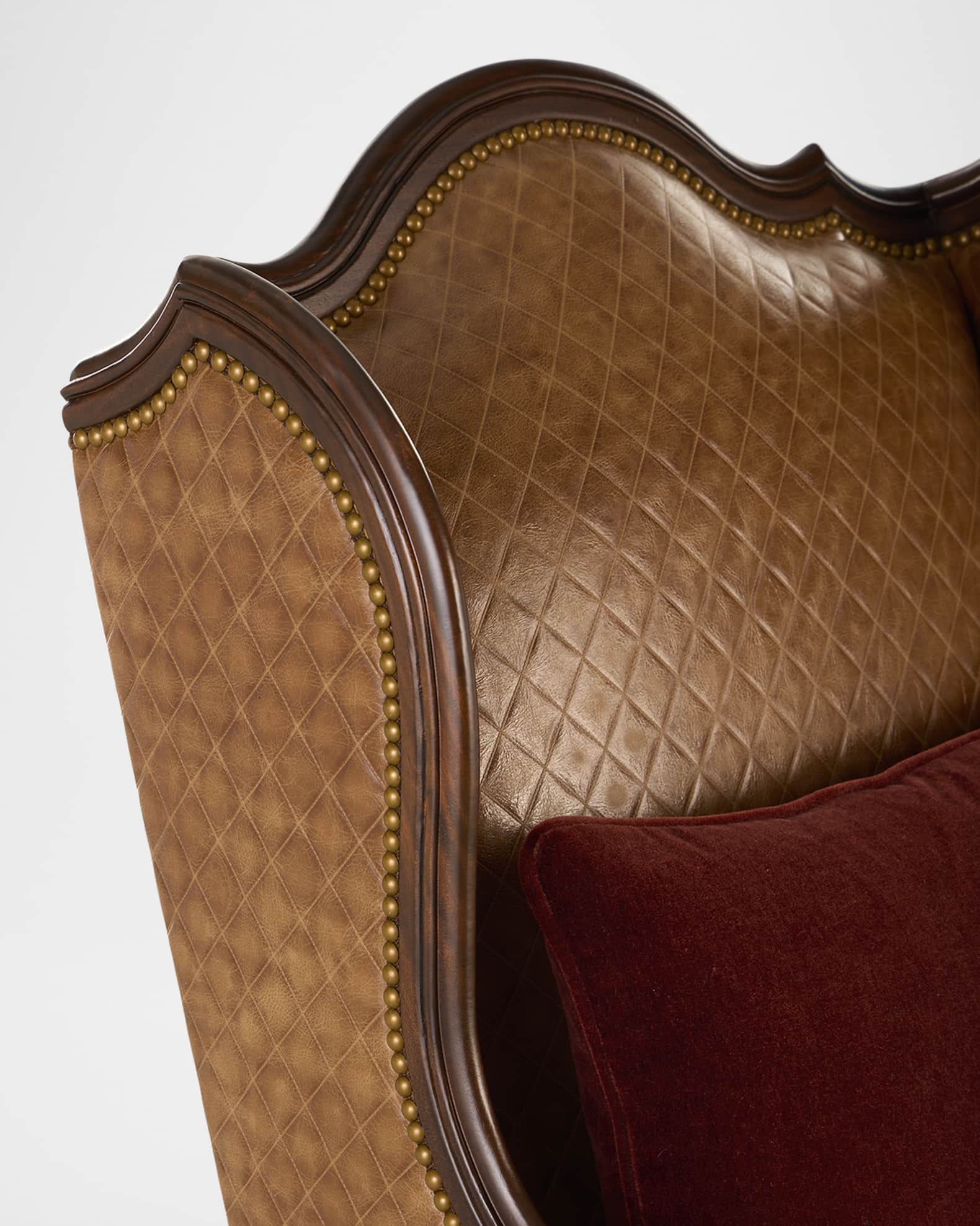 Massoud Joseph Embossed Leather Wing Chair | Horchow