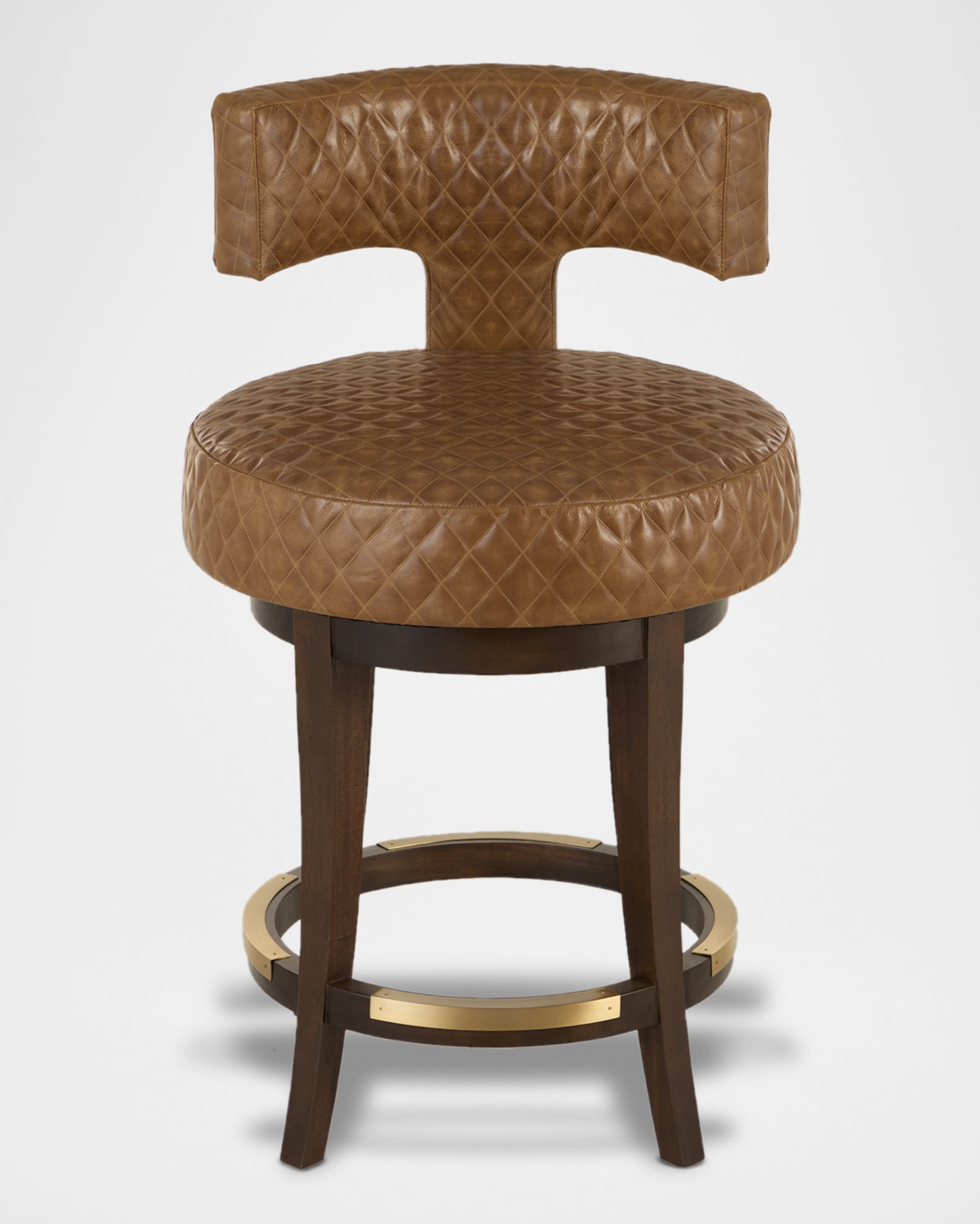 Massoud Calloway 24" Leather Swivel Counter Stool | Horchow