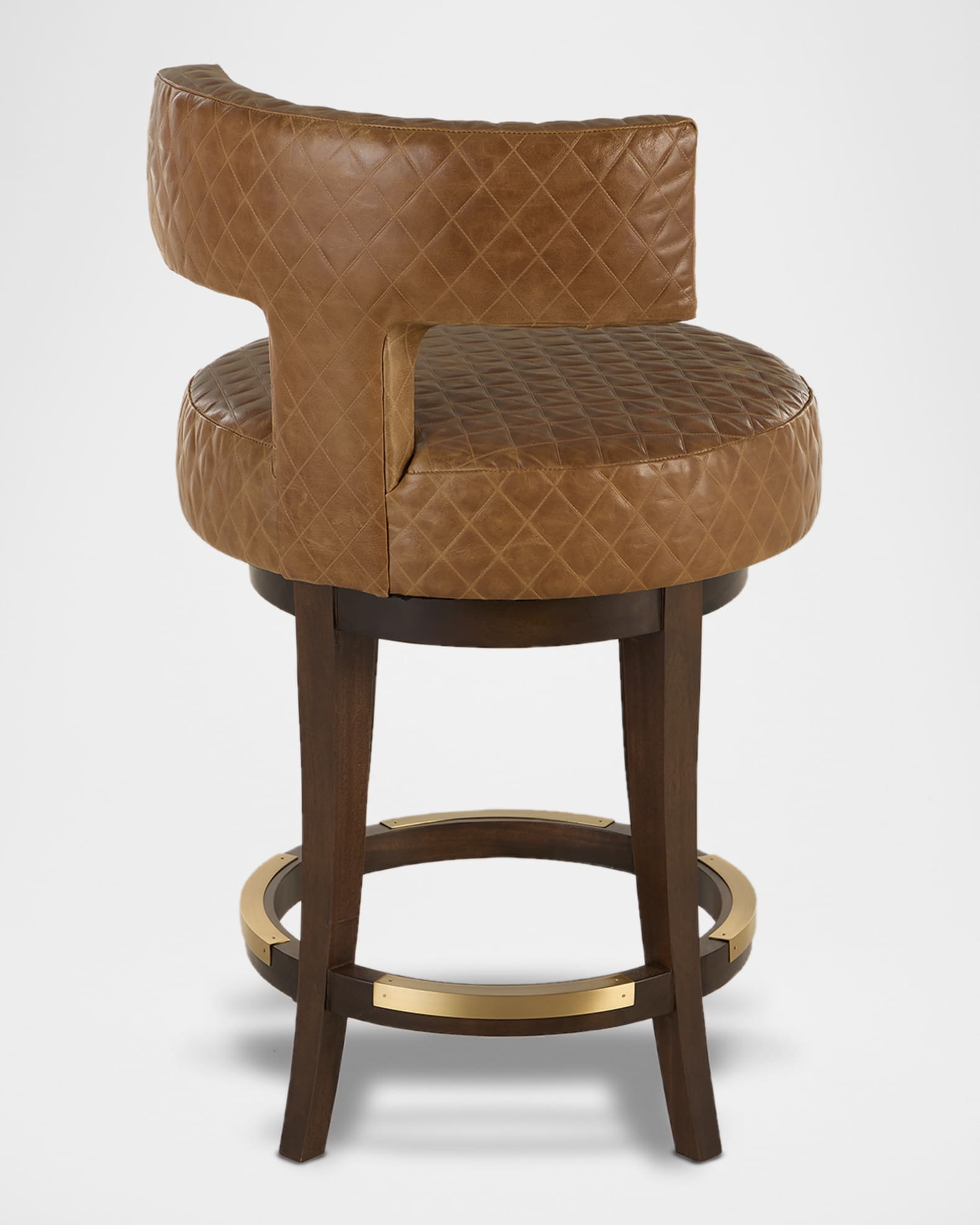 Massoud Calloway 24" Leather Swivel Counter Stool | Horchow