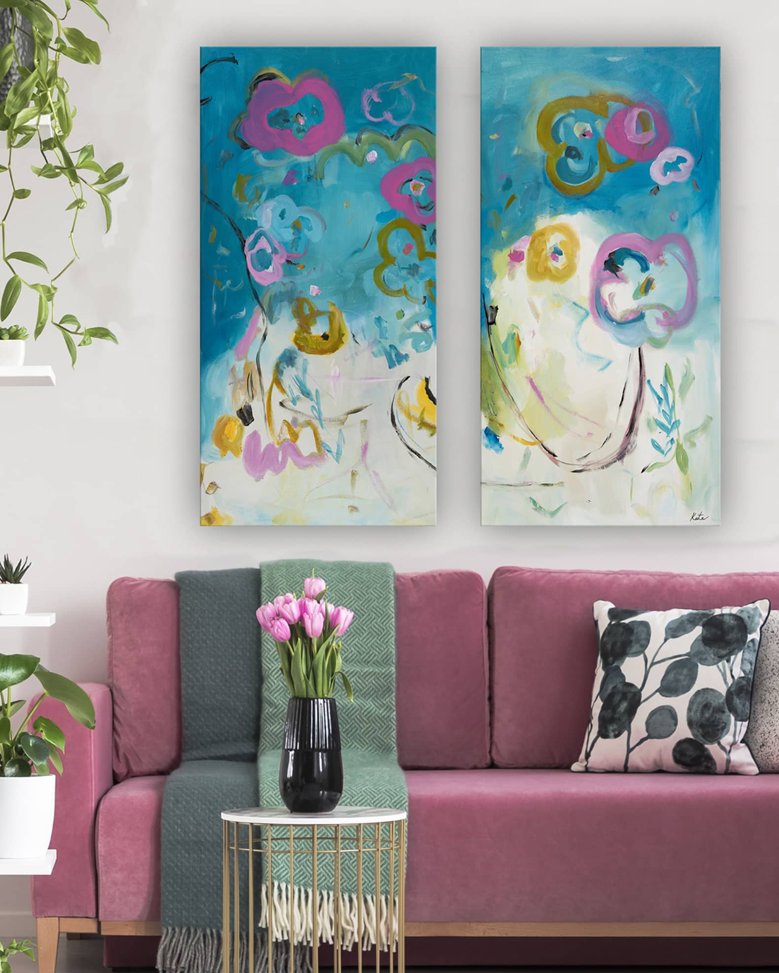 RFA Fine Art "Floral" Hand-Embellished Giclees by Kate Baldock, Set of ...