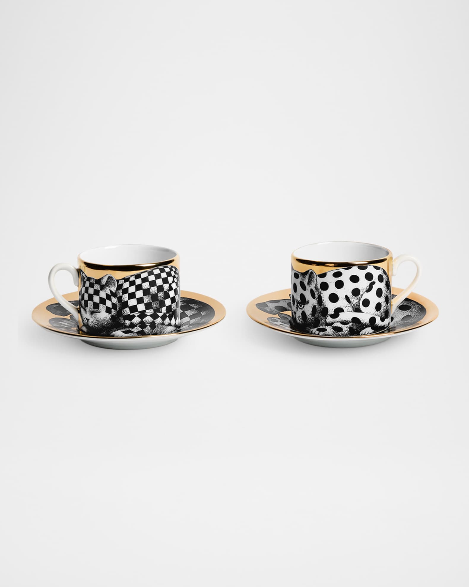 Fornasetti High Fidelity Tea Cups & Saucers, Set of 2 | Horchow