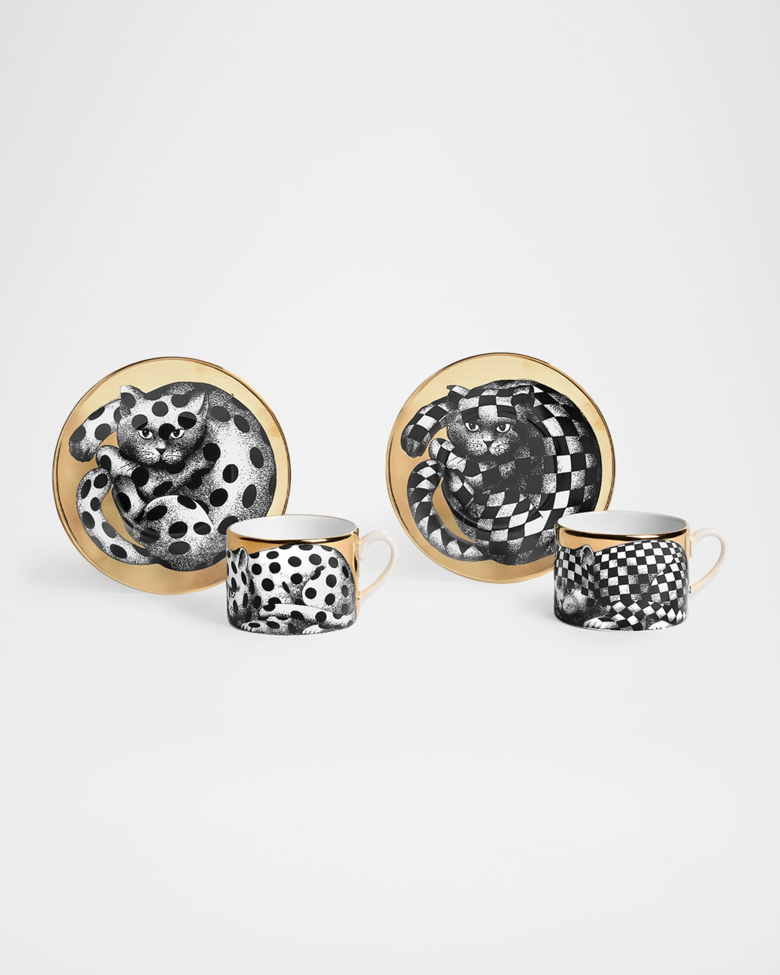 Fornasetti High Fidelity Tea Cups & Saucers, Set of 2 | Horchow