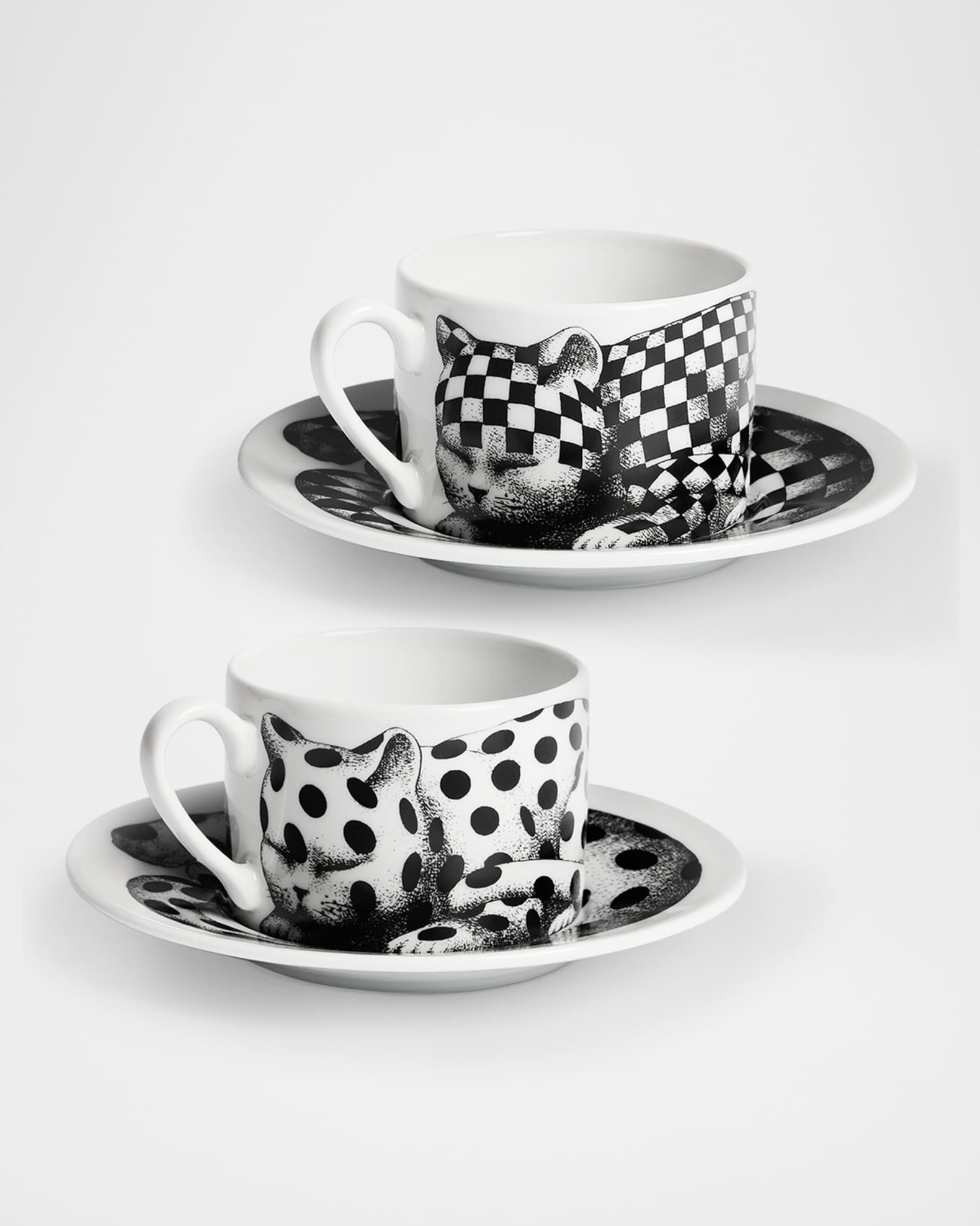 Fornasetti High Fidelity Tea Cups & Saucers, Set of 2 | Horchow