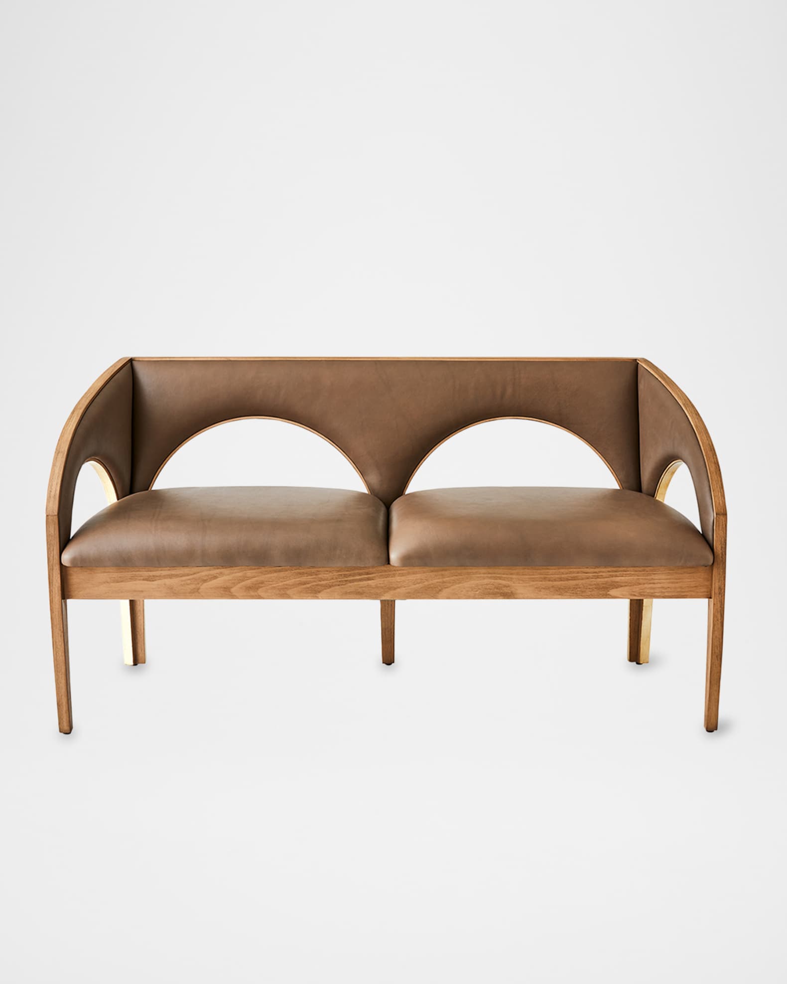 Global Views Arches Leather Bench, 54.5" | Horchow