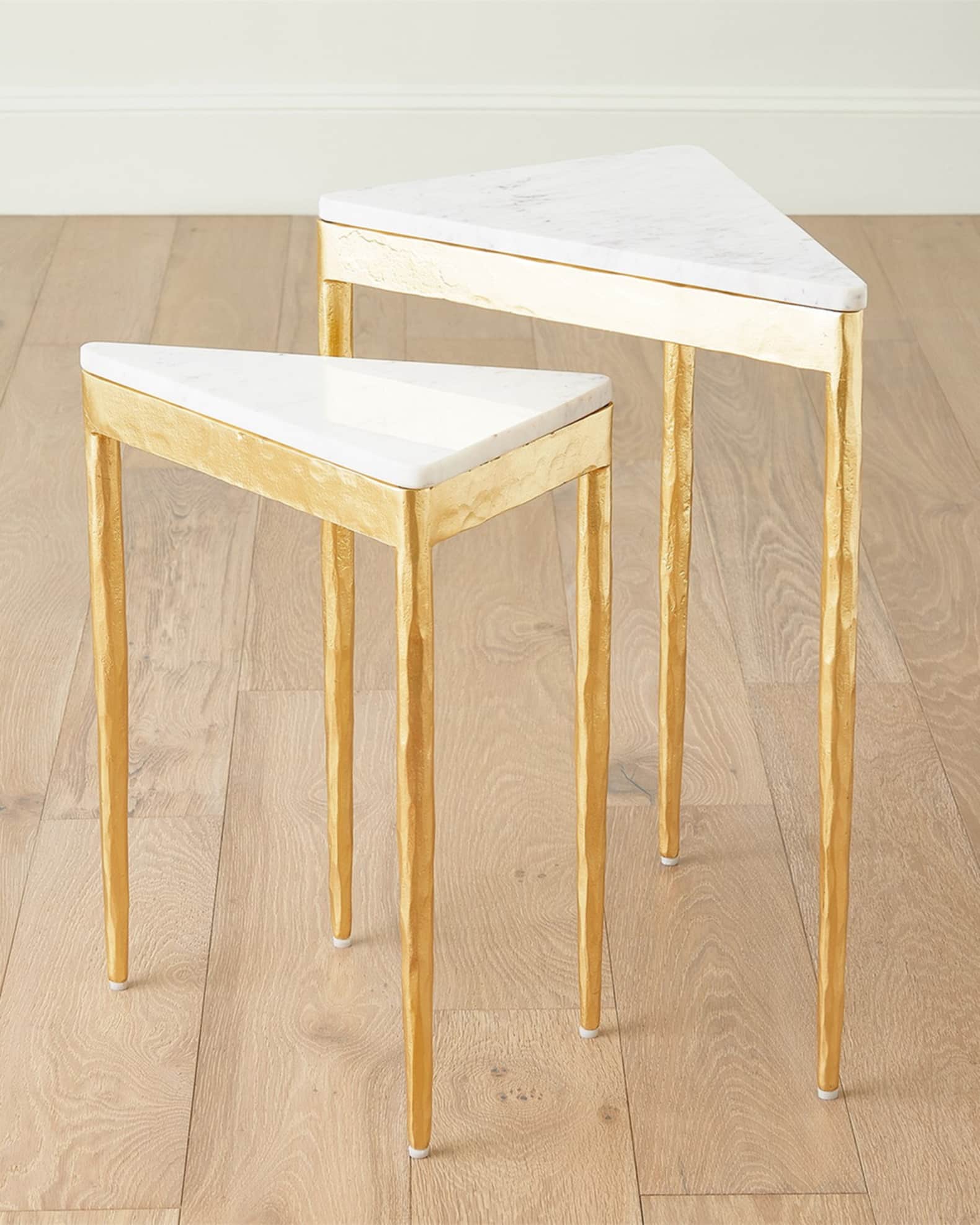 Global Views Triangular Gold Leaf Nesting Tables, Set of 2 | Horchow