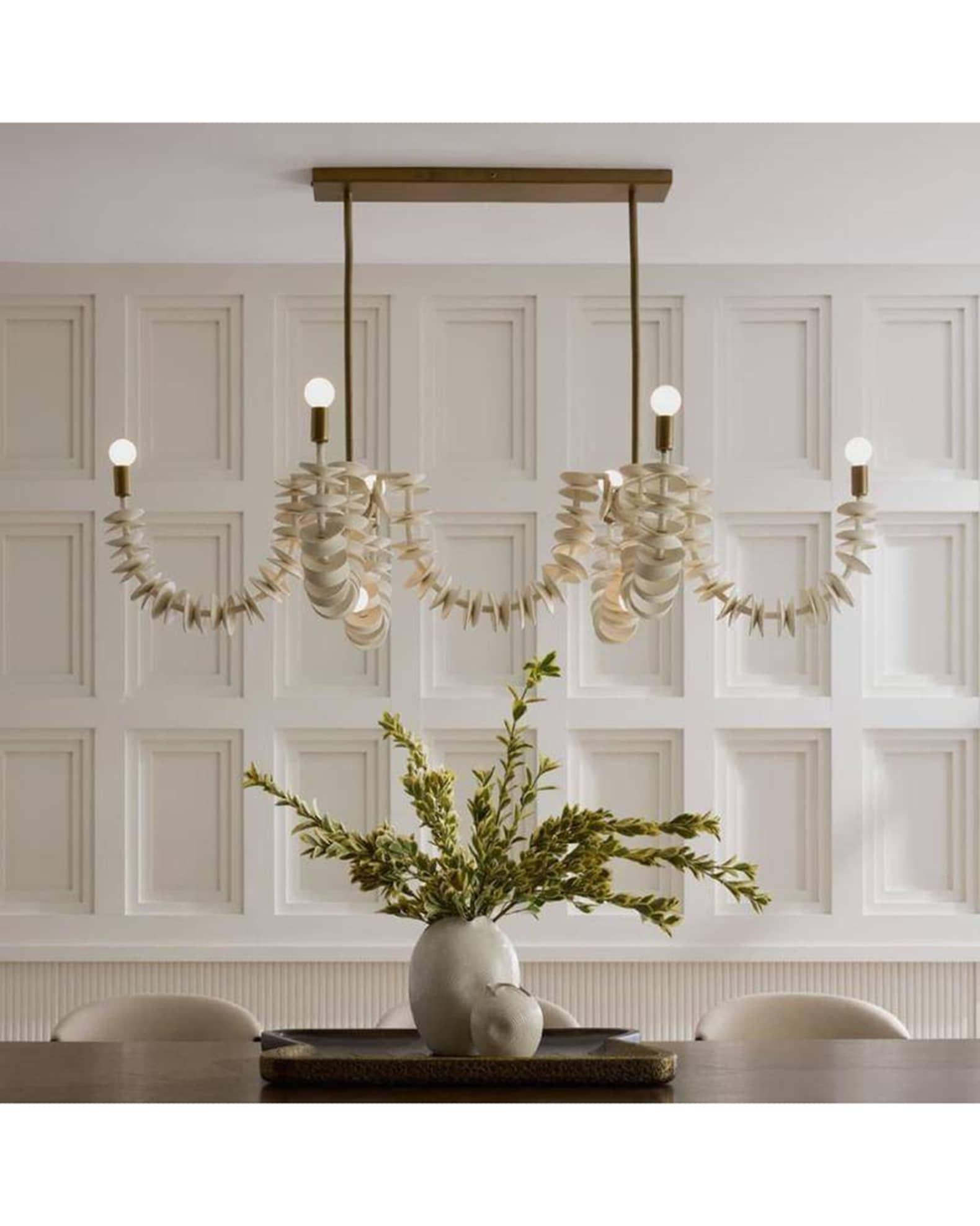 Arteriors Kalama 57" 8-Light Linear Coconut Shell Chandelier | Horchow