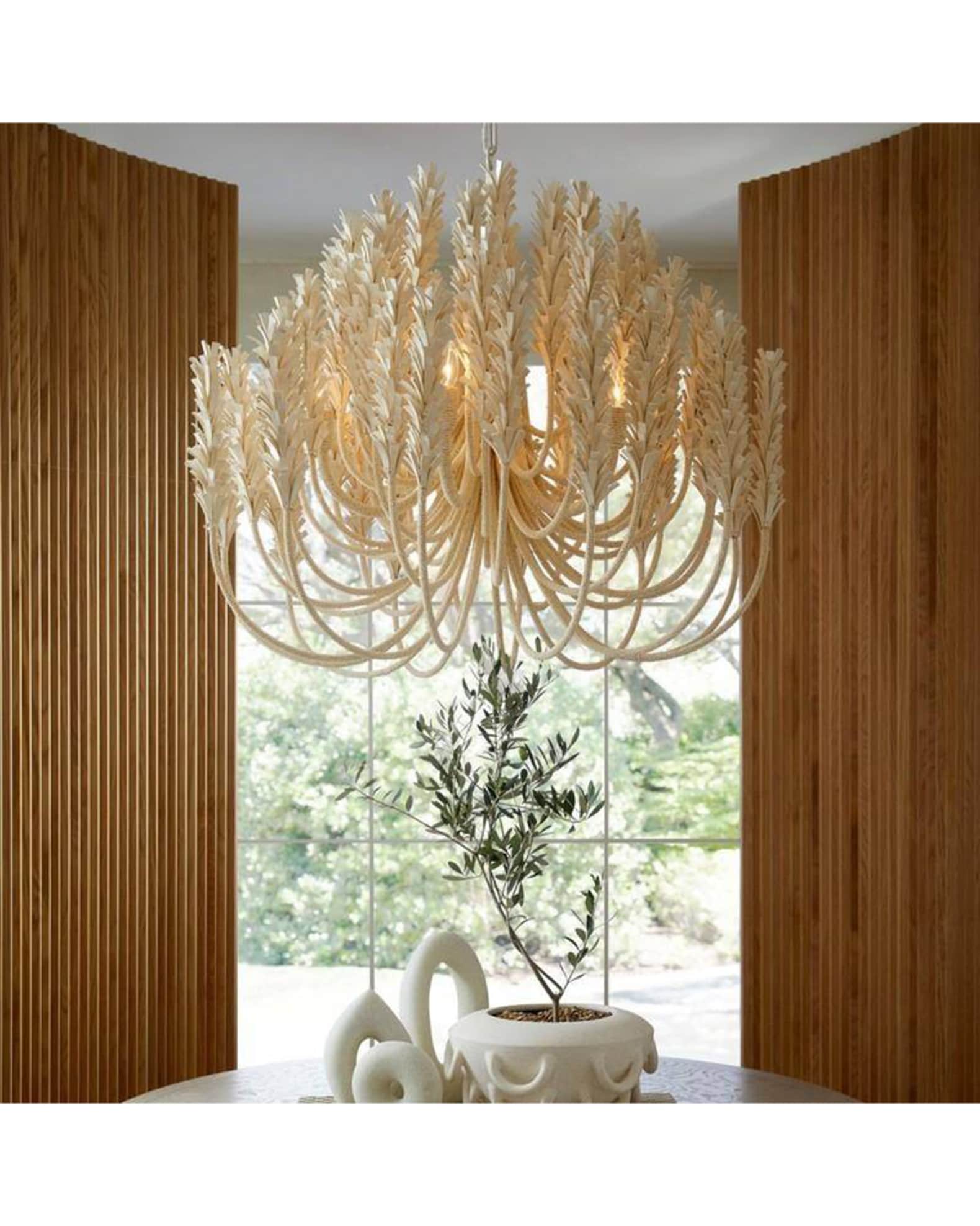 Arteriors Kaia 39" 6-Light Coconut Shell Chandelier | Horchow