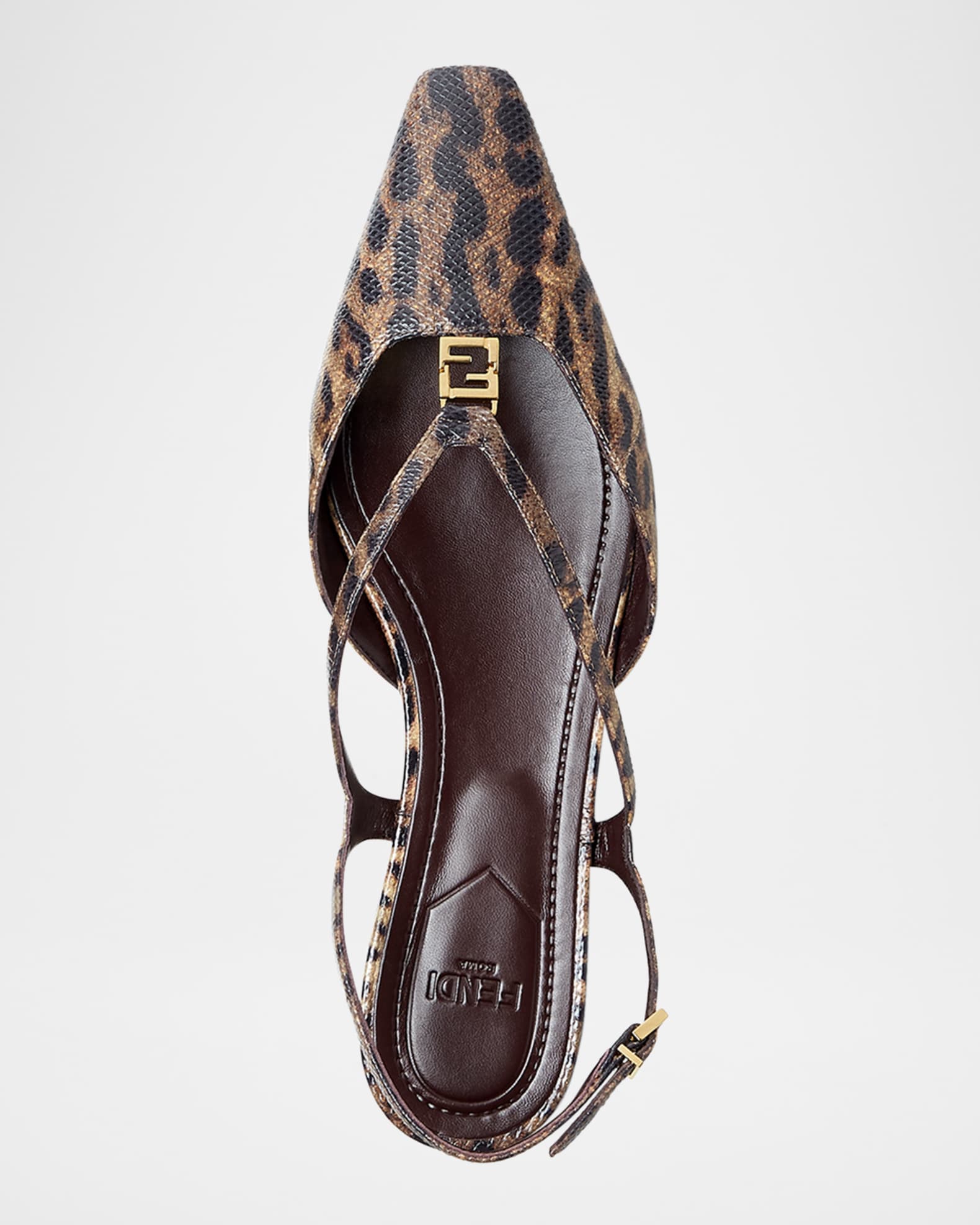 Fendi Fendi FFold Leopard-Printed Snake Leather Slingback Flats | Horchow